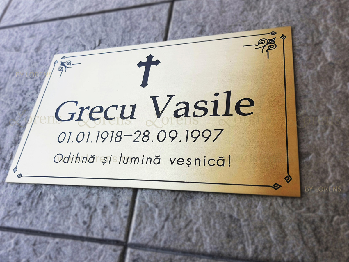 Placute funerare si placi cruci mormant cimitir monument marmura granit