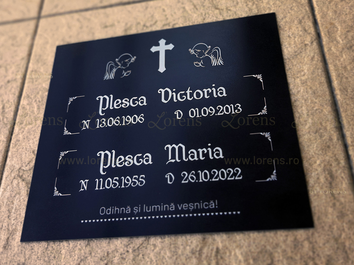 Placute funerare si placi cruci mormant cimitir monument marmura granit