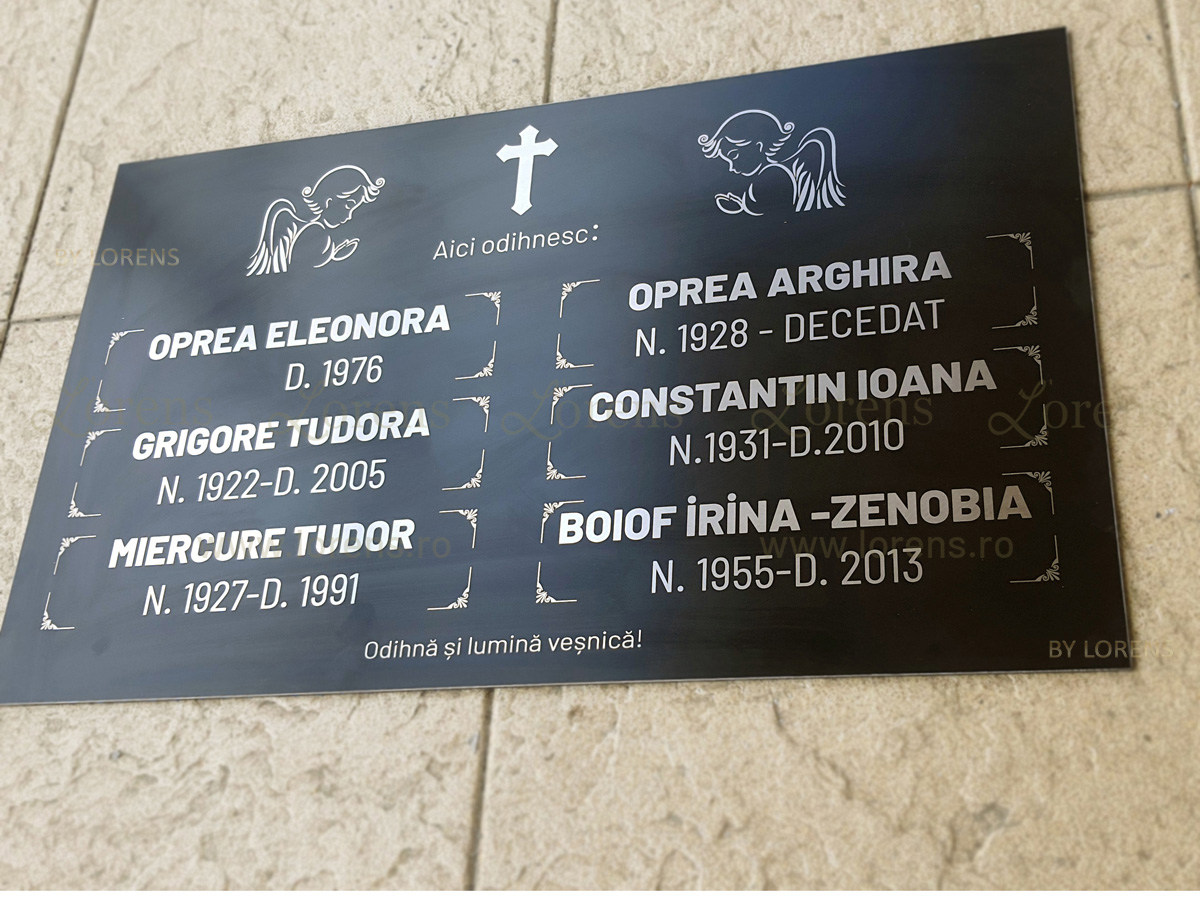 Placute funerare si placi cruci mormant cimitir monument marmura granit