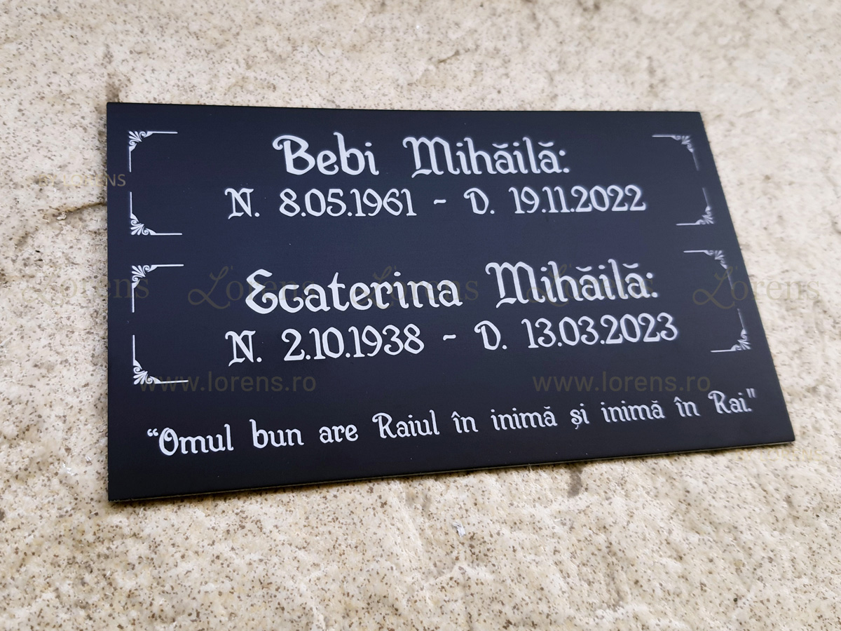 Placute funerare si placi cruci mormant cimitir monument marmura granit